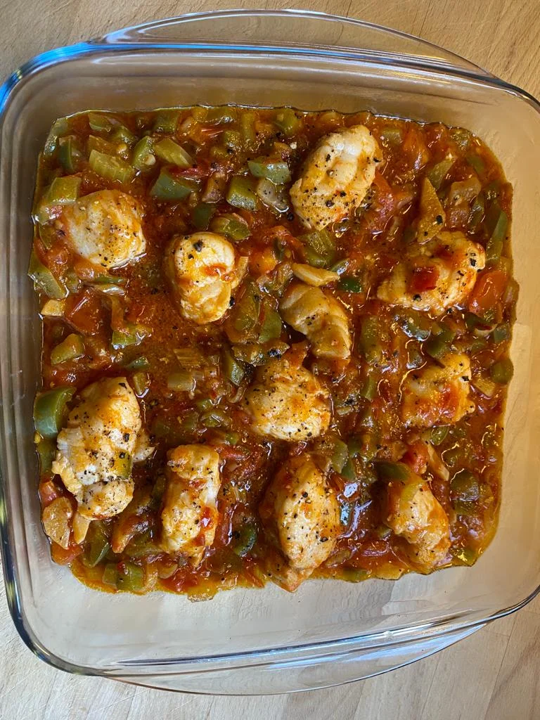 Monkfish with Red Pepper Paste, Fresh Tomatoes, and Sriracha Sauce ...